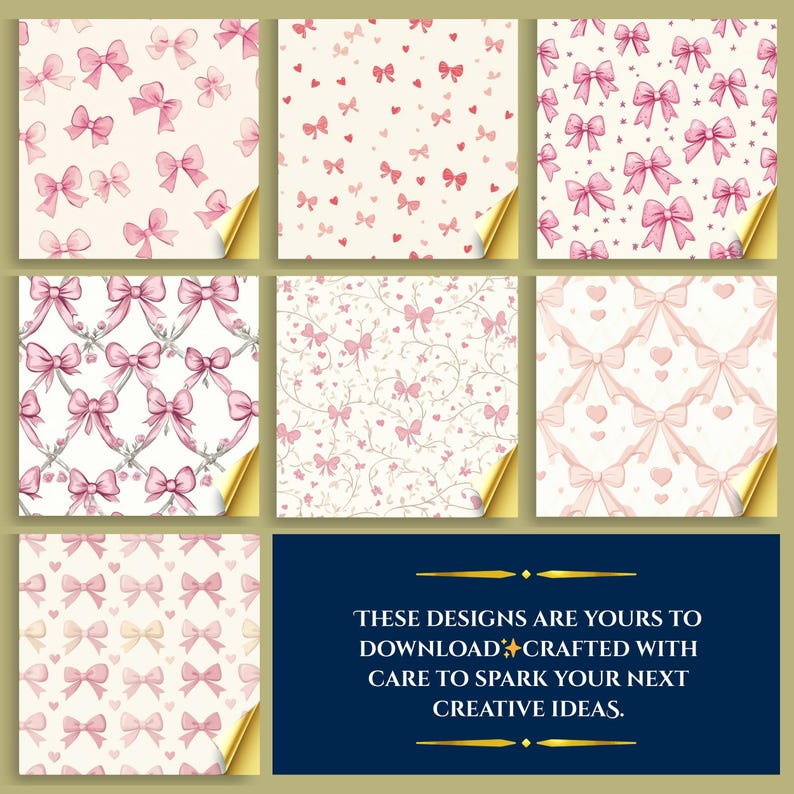 Seamless Blush Pink Bows Paper, Digital Scrapbook Backgrounds, 12x12 ...