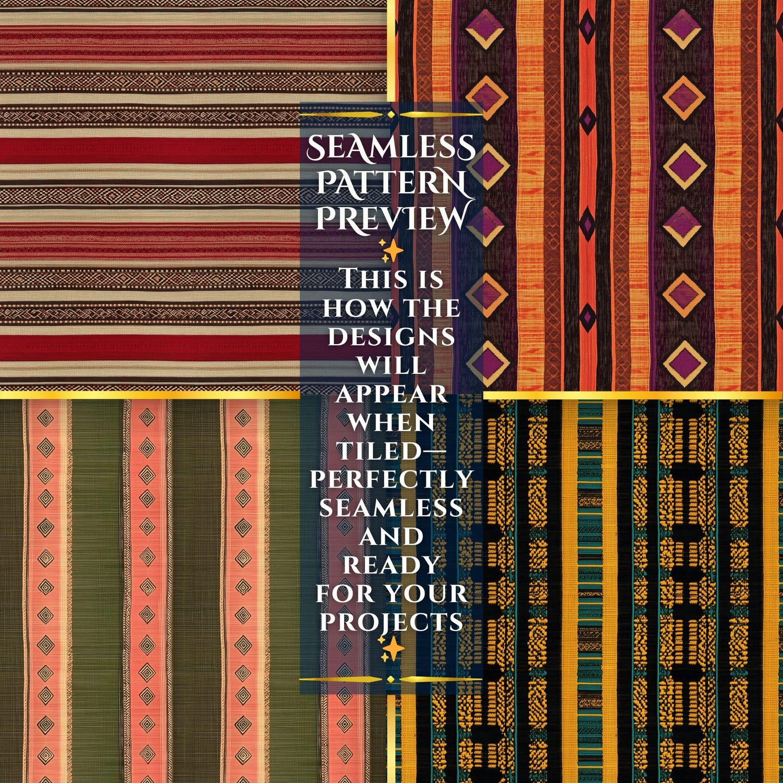 Philippine Kalinga Textile-inspired Seamless Digital Paper Set - 14 ...