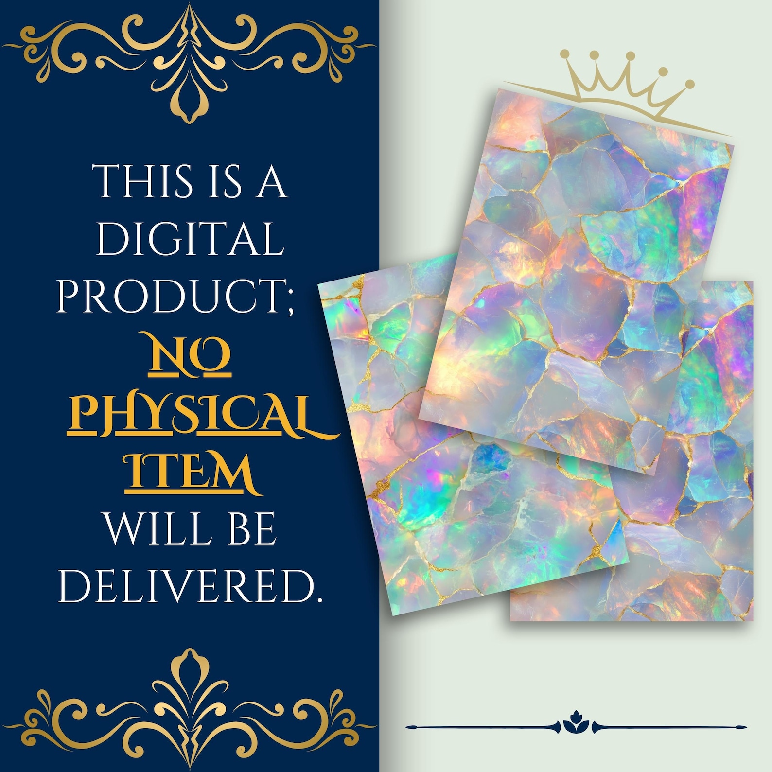 Iridescent Opal Digital Paper: Seamless Crystal Textures (digital ...