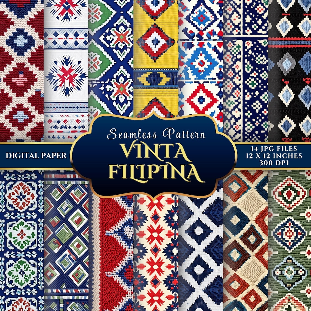 Vinta Filipina Seamless Pattern Digital Paper for Scrapbooking and ...