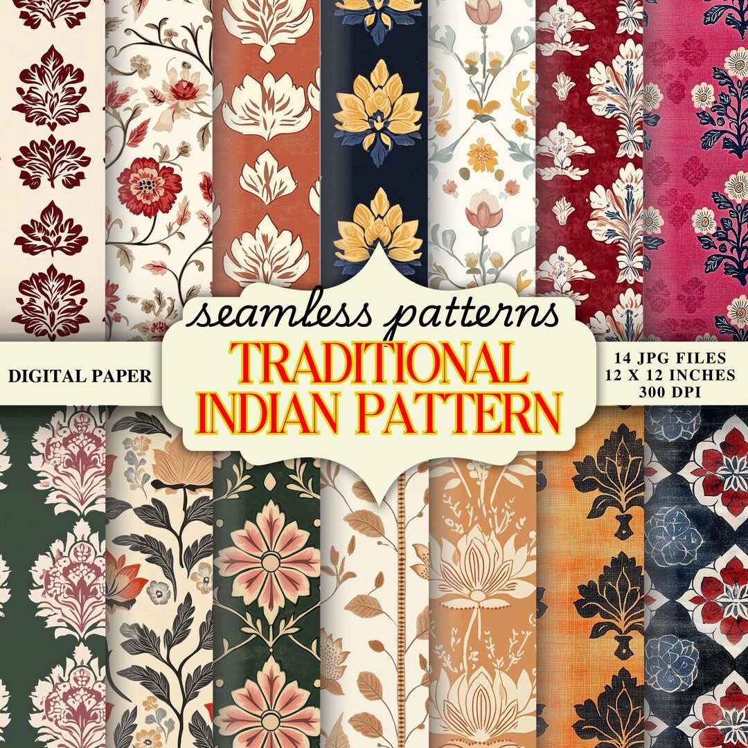Seamless Traditional Indian Pattern Digital Paper, Indian Floral ...
