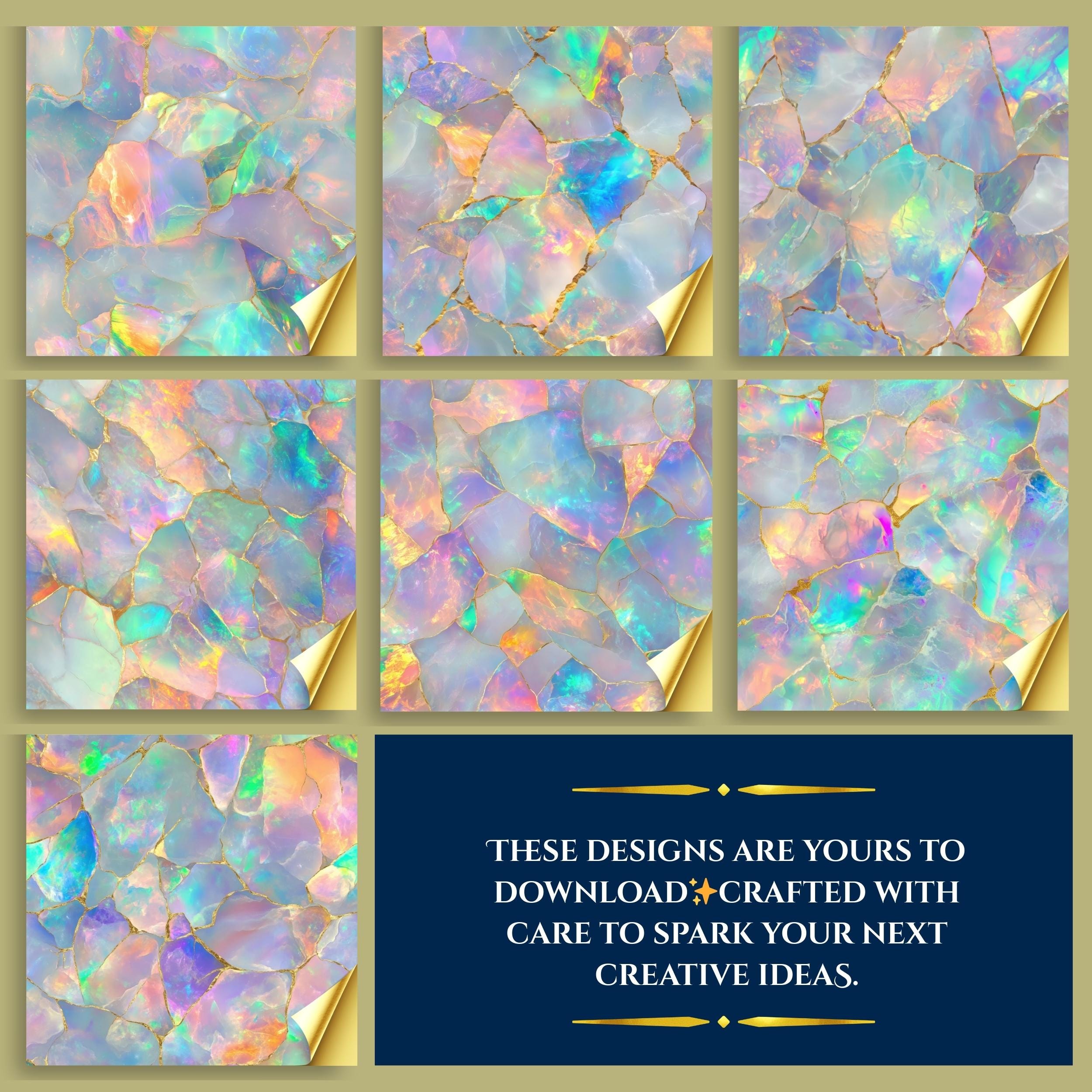 Iridescent Opal Digital Paper: Seamless Crystal Textures (digital ...