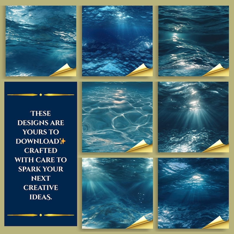 Ocean Depths Seamless Digital Paper Set - 14 Underwater Water Patterns ...