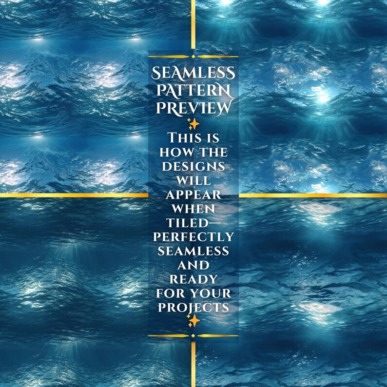 Ocean Depths Seamless Digital Paper Set - 14 Underwater Water Patterns ...