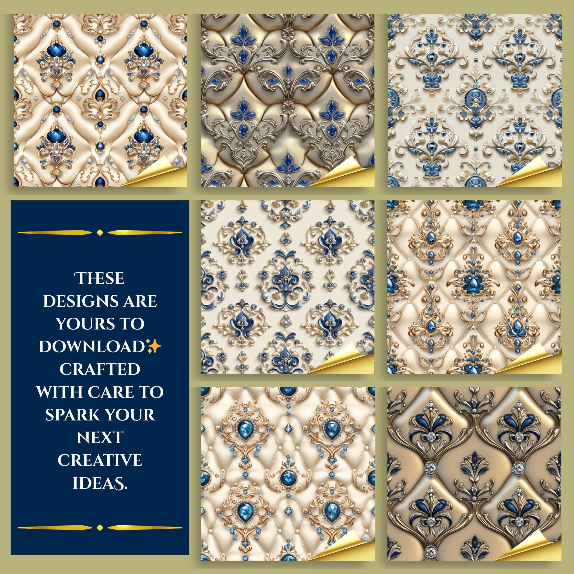 Royal Blue Seamless Digital Paper Set for Elegant Crafts – 14 Jpgs ...