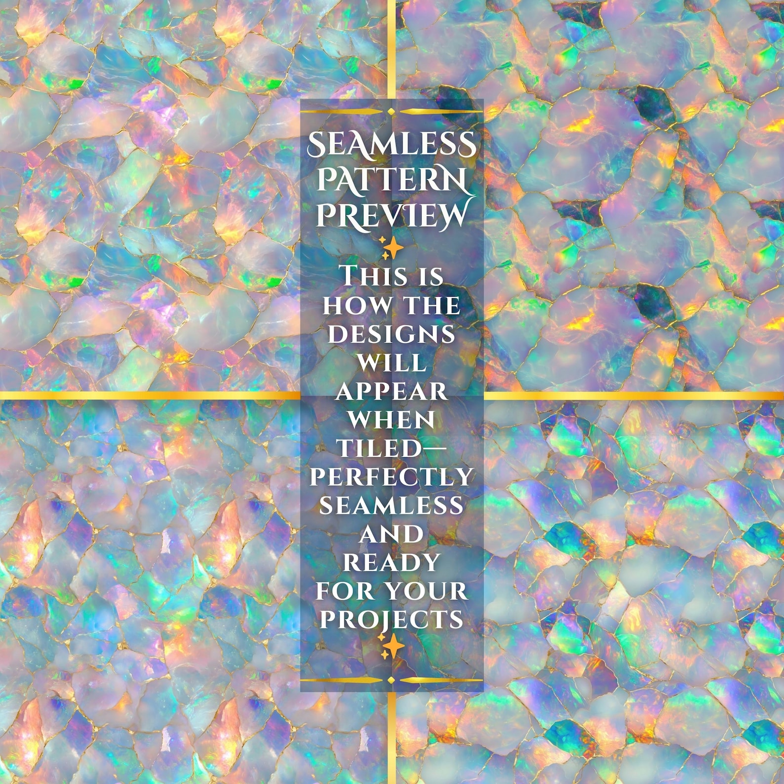 Iridescent Opal Digital Paper: Seamless Crystal Textures (digital ...