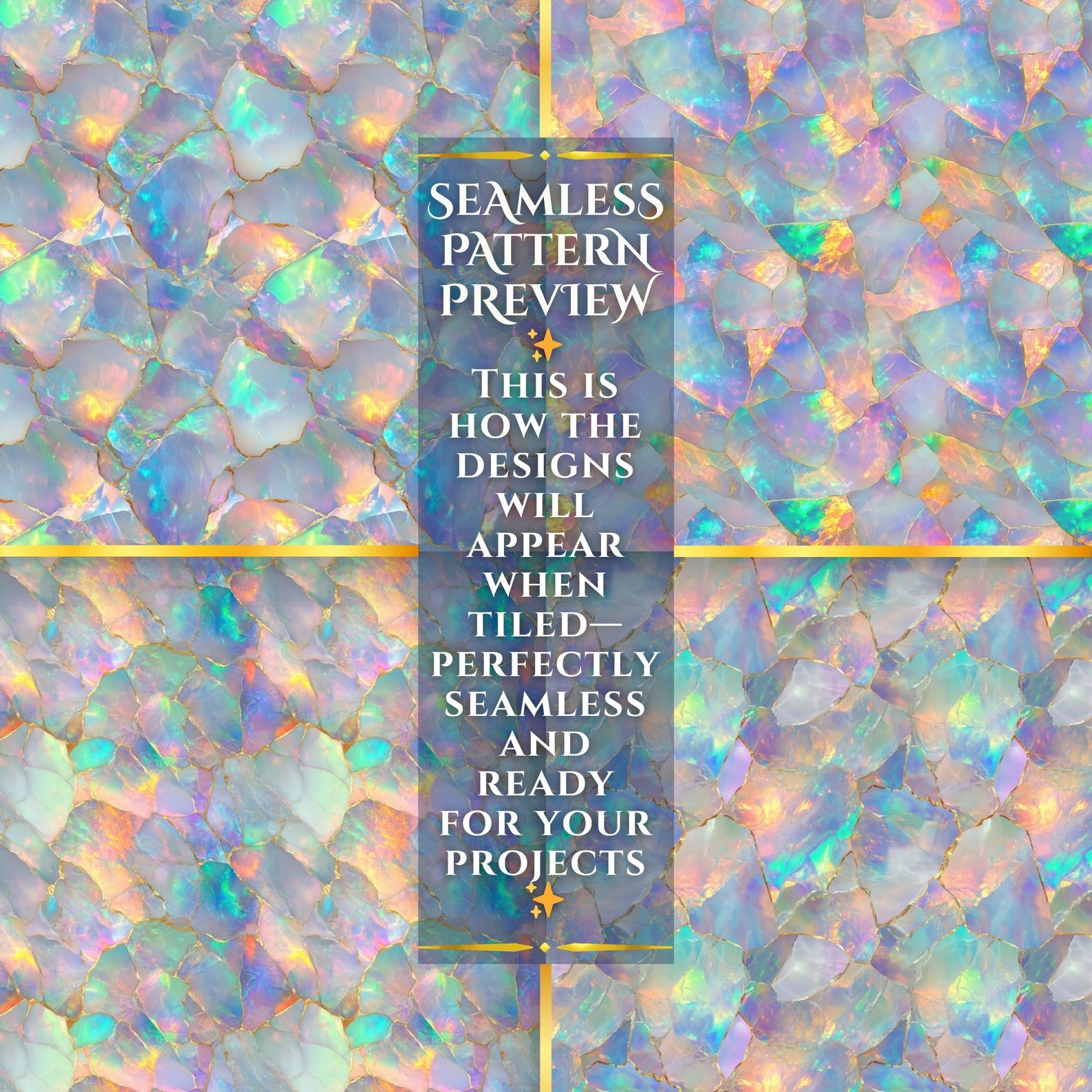 Iridescent Opal Digital Paper: Seamless Crystal Textures (digital ...