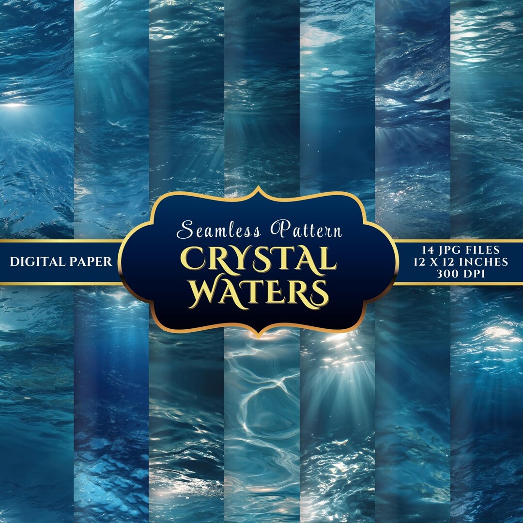 Ocean Depths Seamless Digital Paper Set - 14 Underwater Water Patterns ...