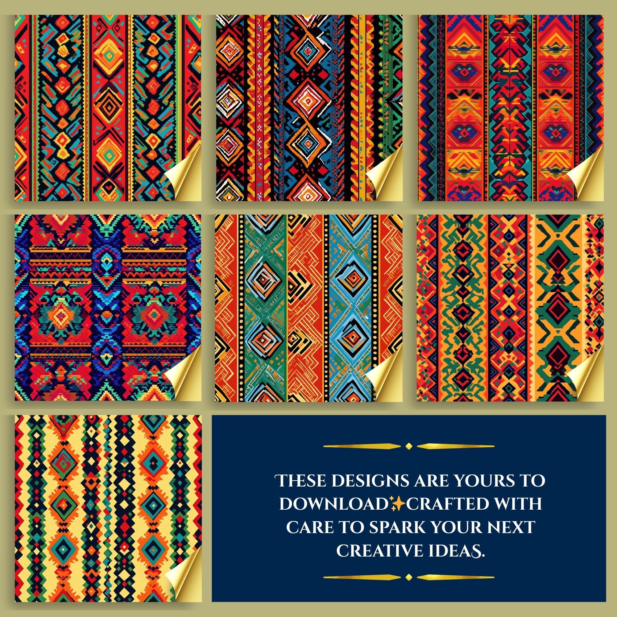 Yakan Tribal Digital Paper Set: Filipino Geometric Print, Scrapbook ...