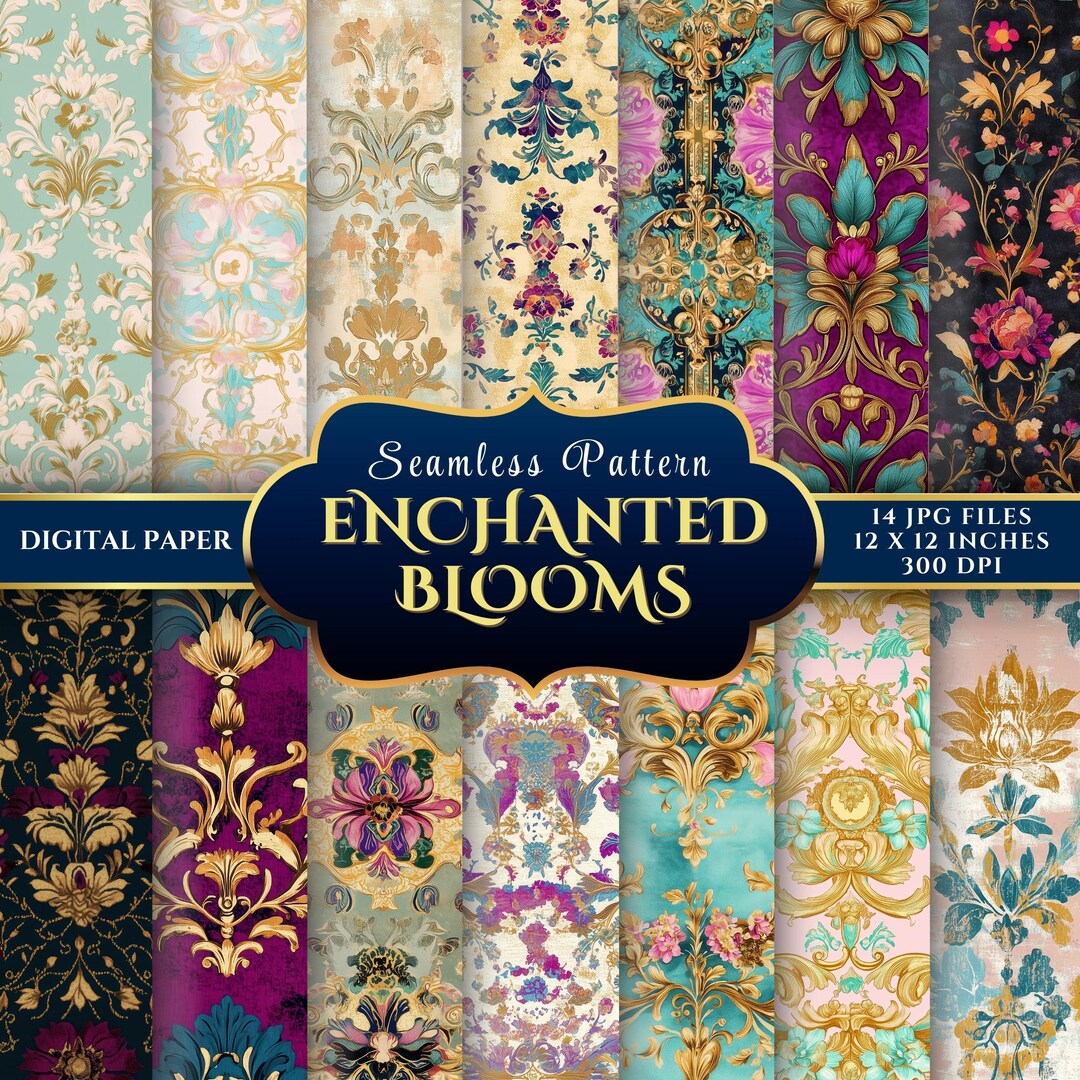 Luxurious Floral Digital Paper, Baroque Gold Filigree Backgrounds ...