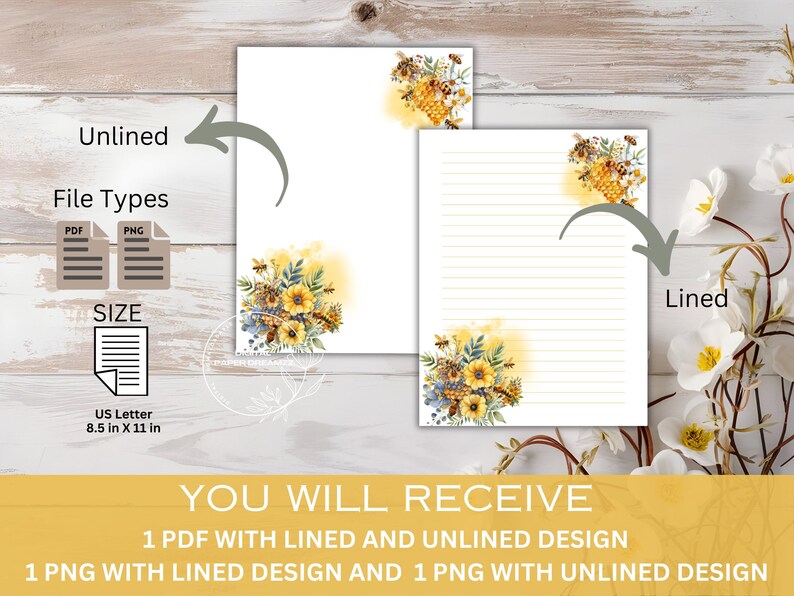 Honey Bee Printable Stationery | Bees Stationery | Bumblebee Writing ...