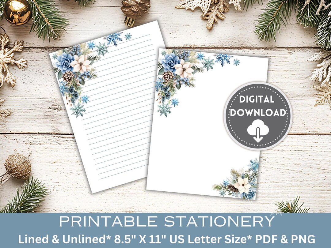 Winter Floral Stationery | Christmas Writing Paper | Snowflake ...