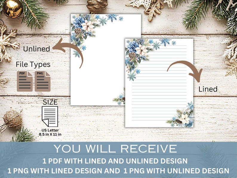 Winter Floral Stationery | Christmas Writing Paper | Snowflake ...