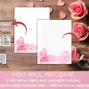 Valentine's Day Printable Stationery | Love Writing Paper | Heart ...