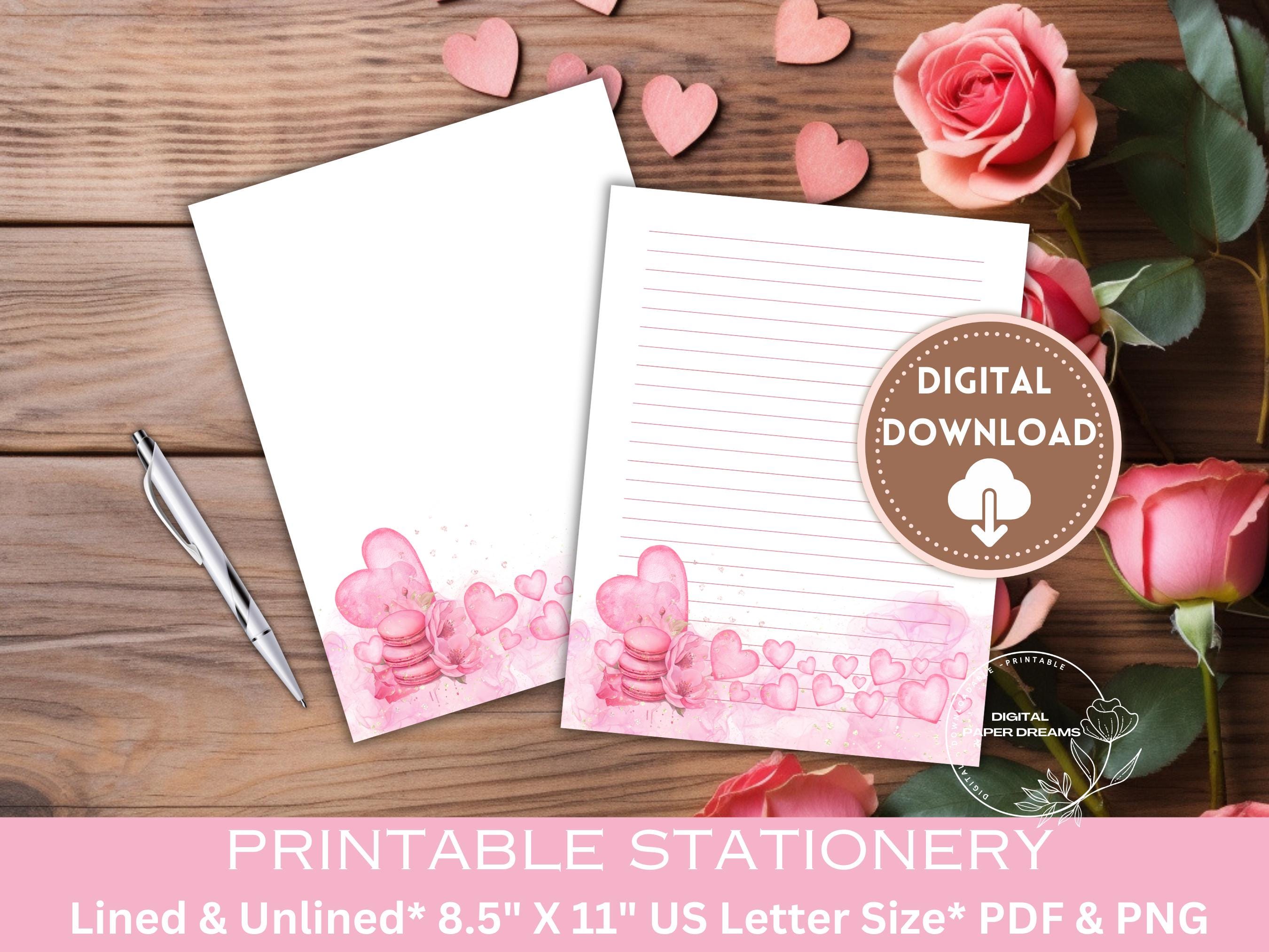 Valentine's Day Printable Stationery | Love Writing Paper | Heart ...