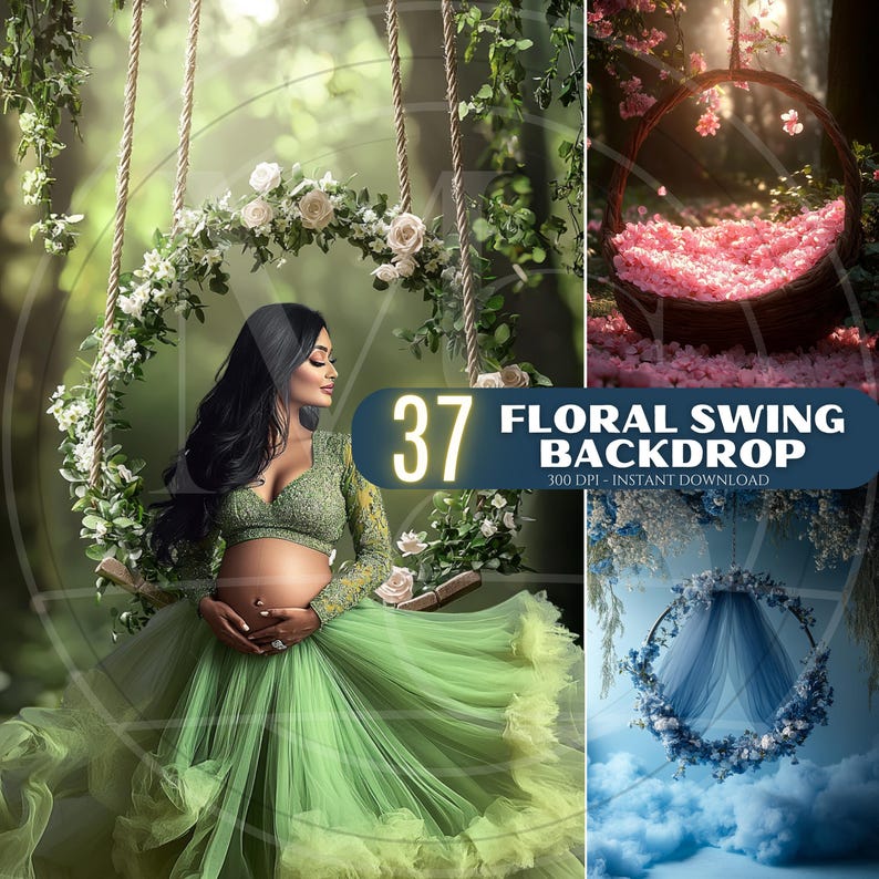 Floral Swing Maternity Backdrop: Fine Art Photography Overlays (digital Download) - Etsy