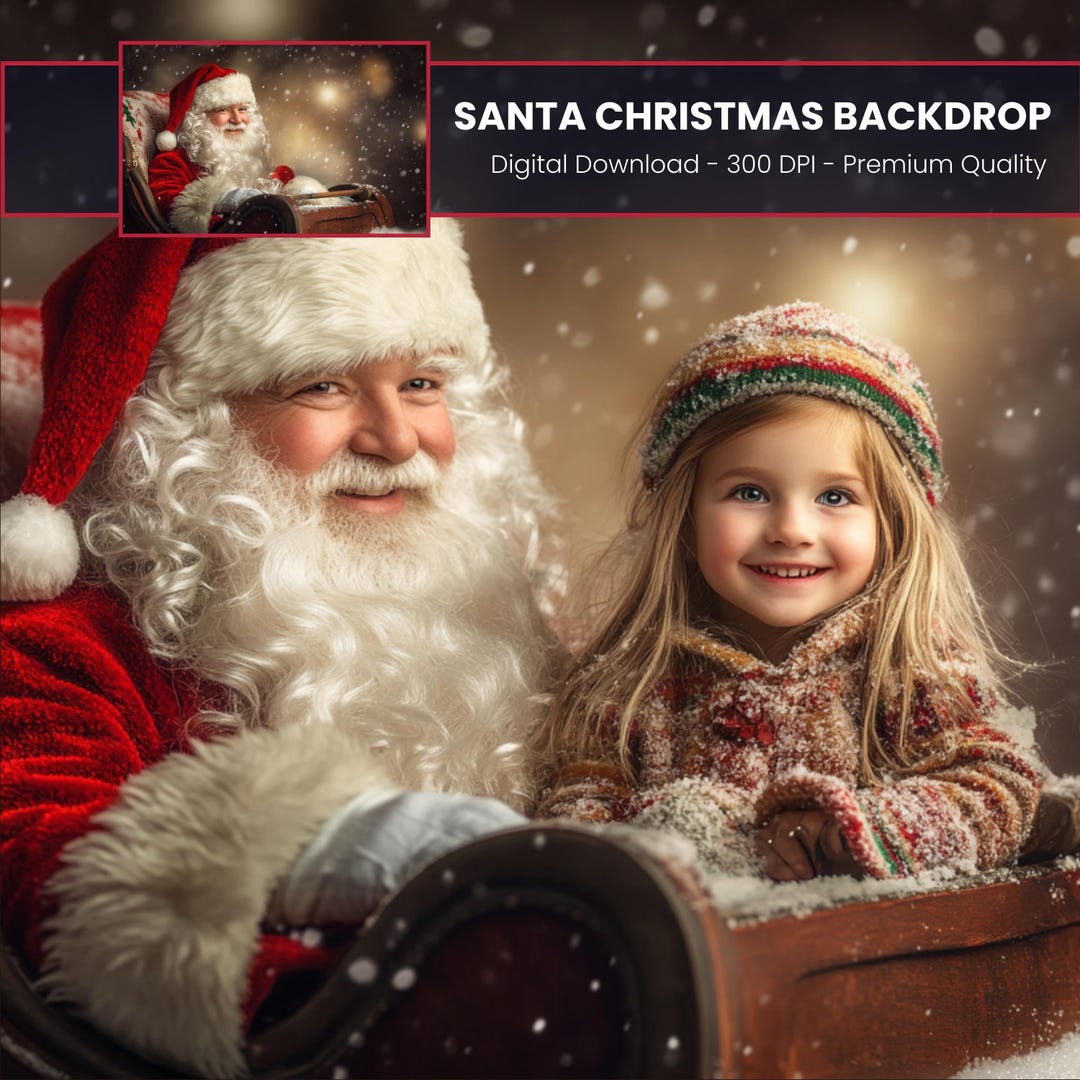 Santa Christmas Digital Backdrops for Photography. Bundle. Santa ...