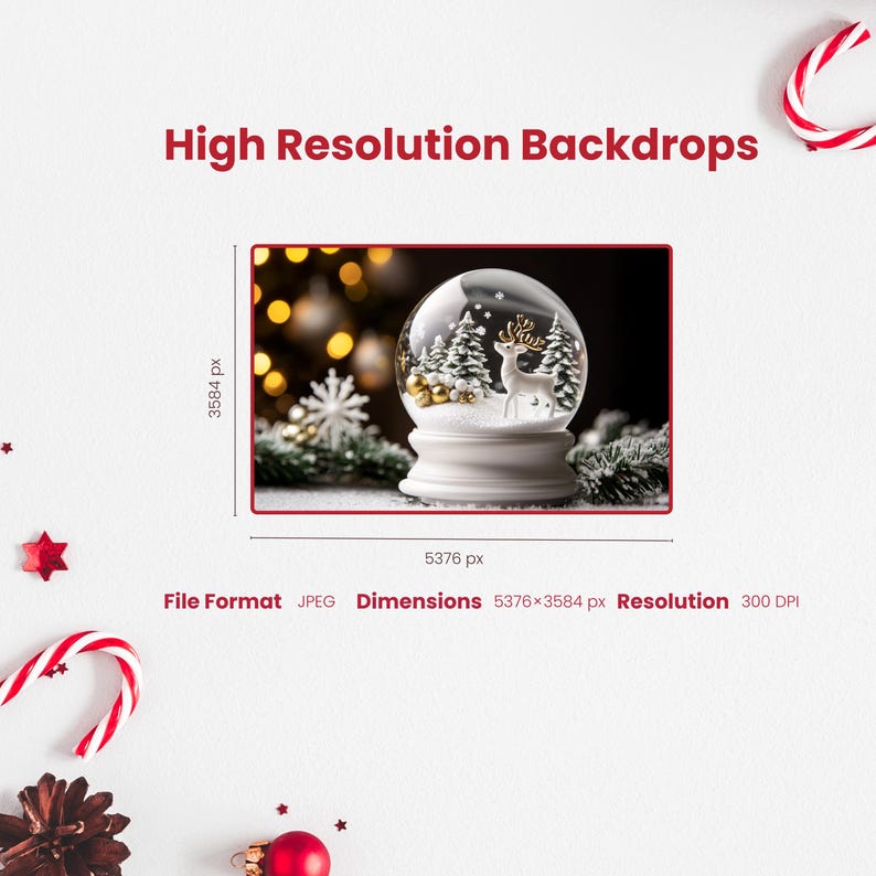 Christmas Santa Digital Backdrop, Christmas Snow Globe, Christmas ...