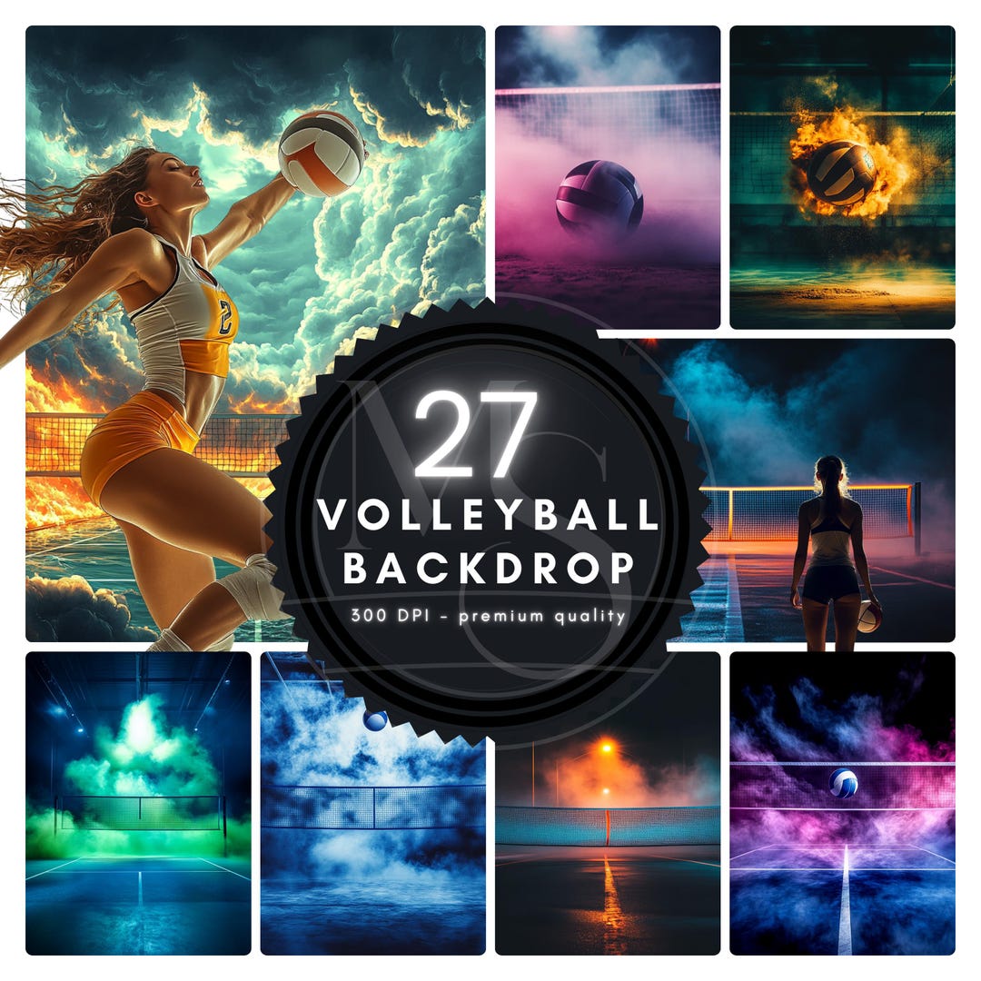 27 Volleyball Digital Backdrops: Sports Poster & Banner Backgrounds ...