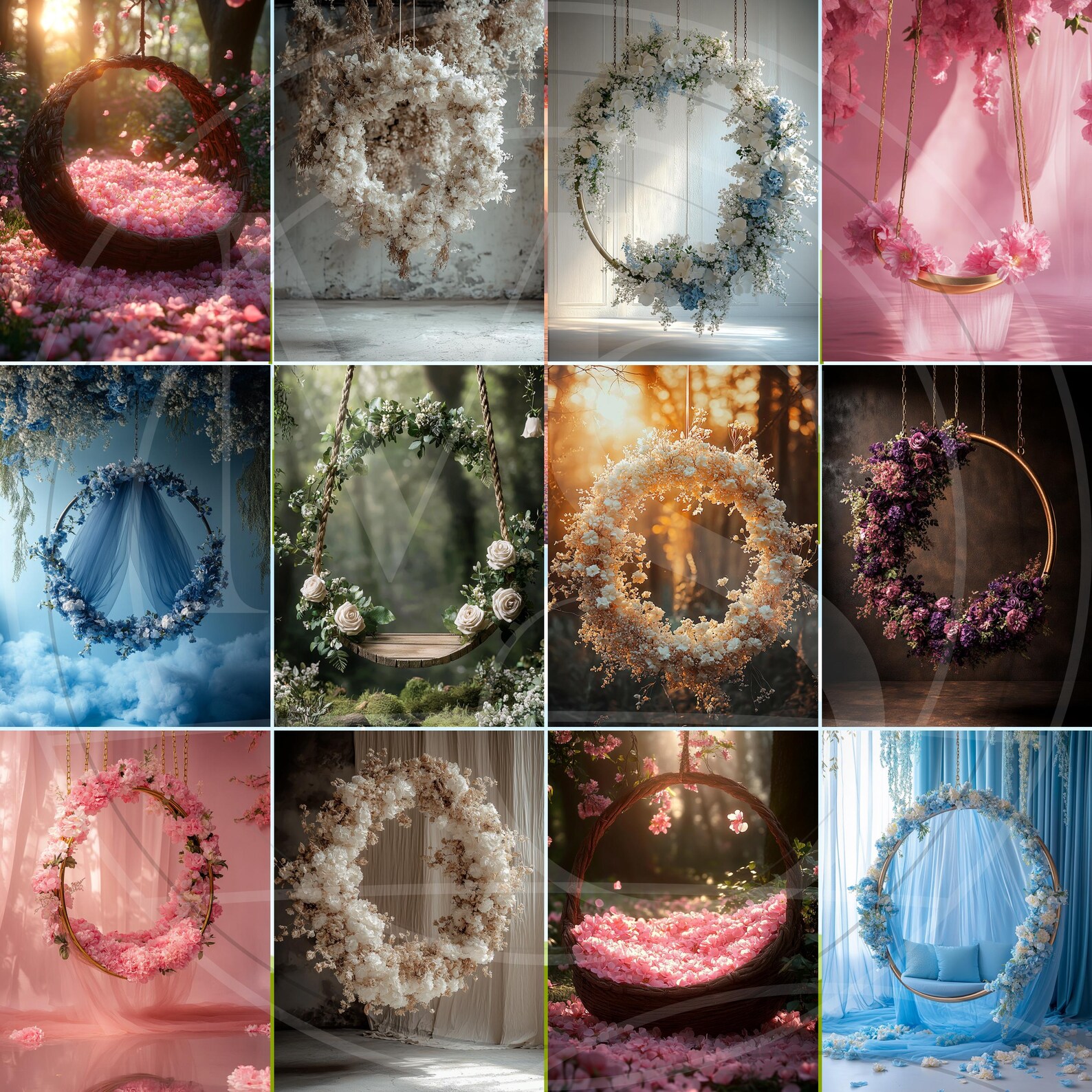 Floral Swing Maternity Backdrop: Fine Art Photography Overlays (digital ...