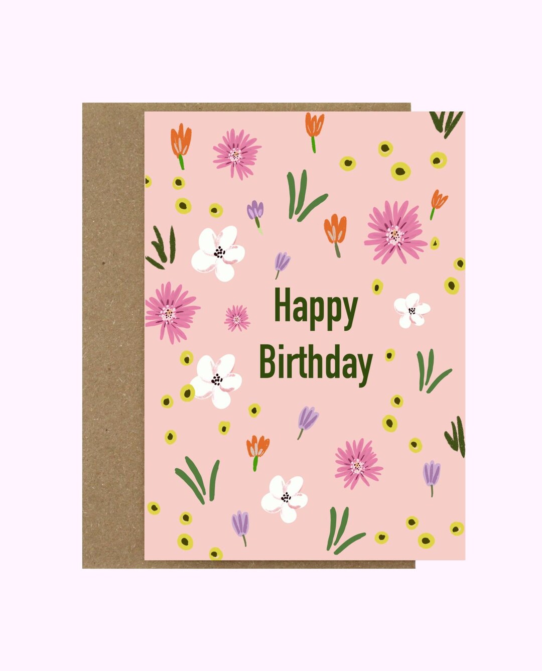 PRINTABLE Birthday Card, Pink Floral Birthday Card, Instant Download ...