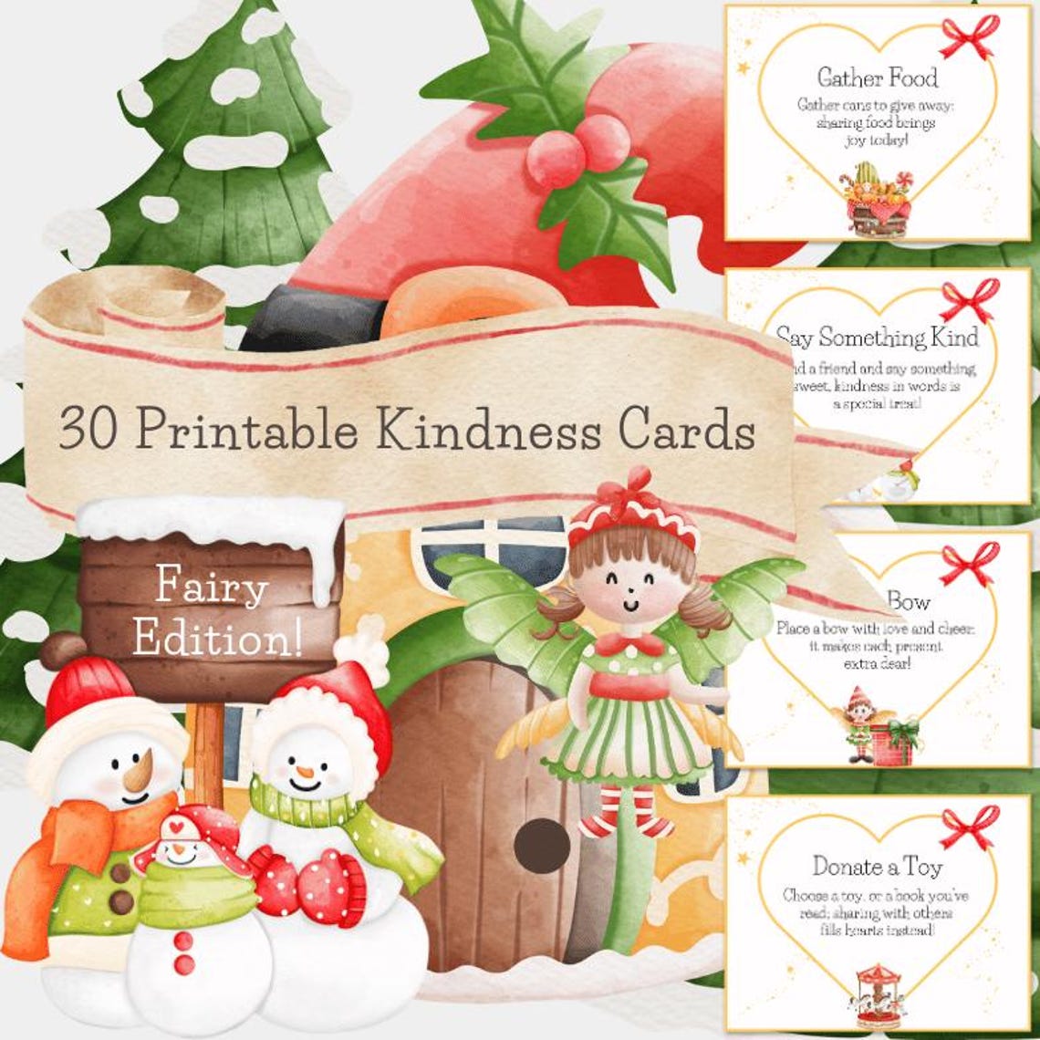 30 Printable Christmas Kindness Cards for Children – Fairy Edition ...