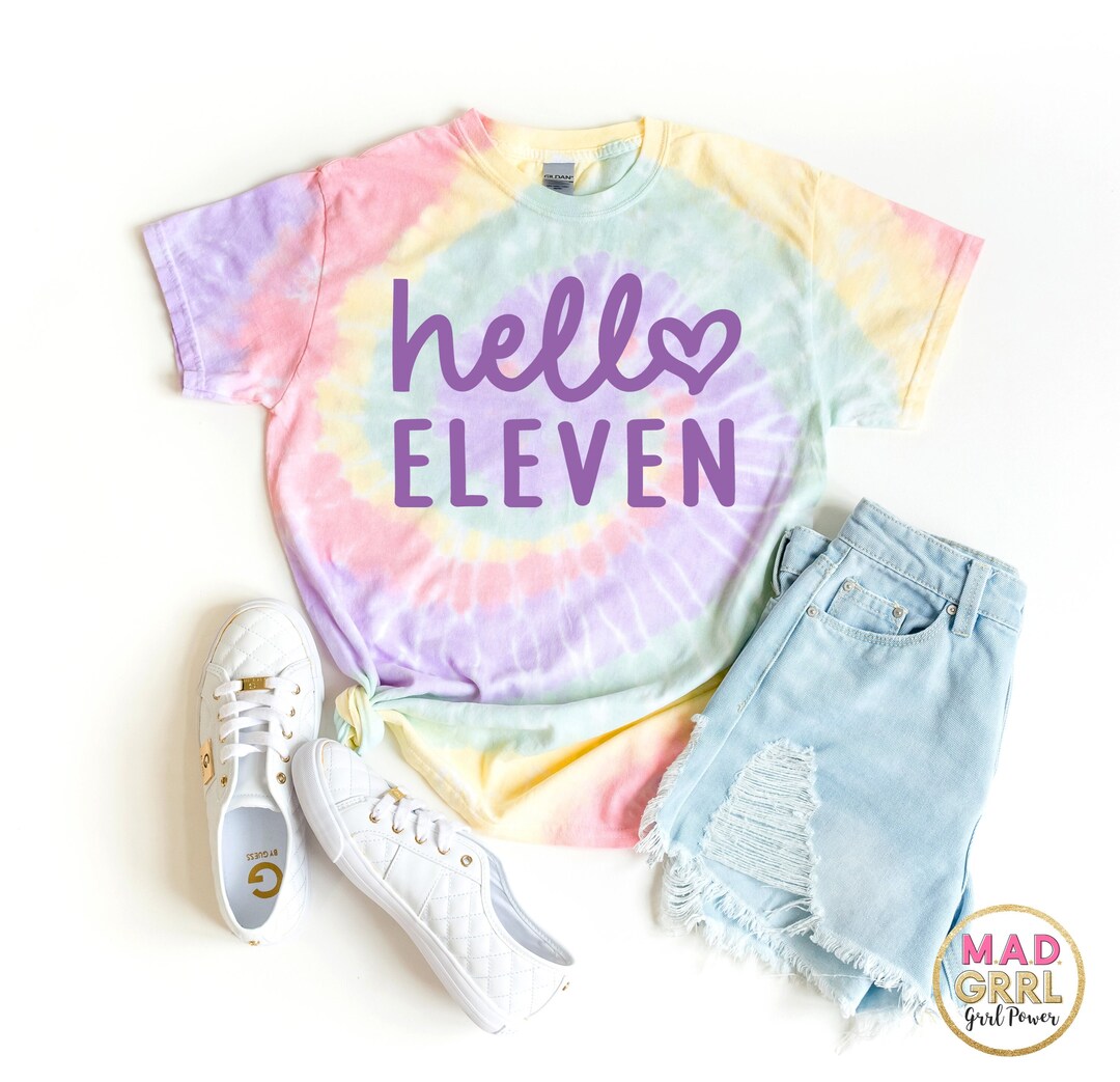 Hello Eleven Shirt, 11th Birthday Shirt, Pastel Tie Dye Shirt, Birthday ...