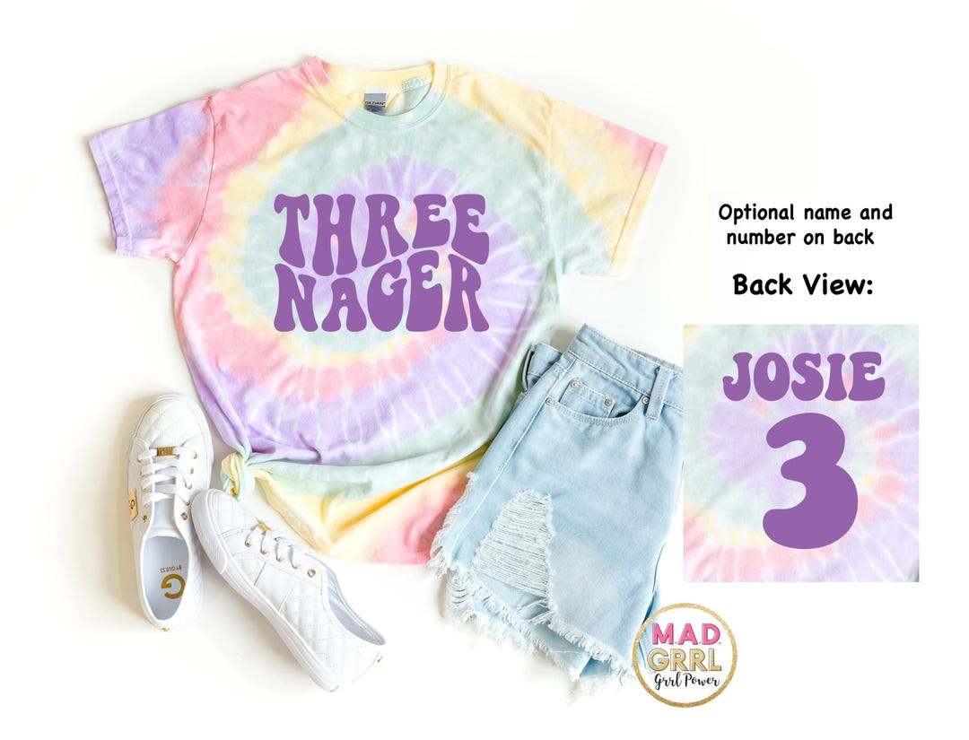 Threenager Tie Dye Shirt: 3rd Birthday Girl Tee - Etsy