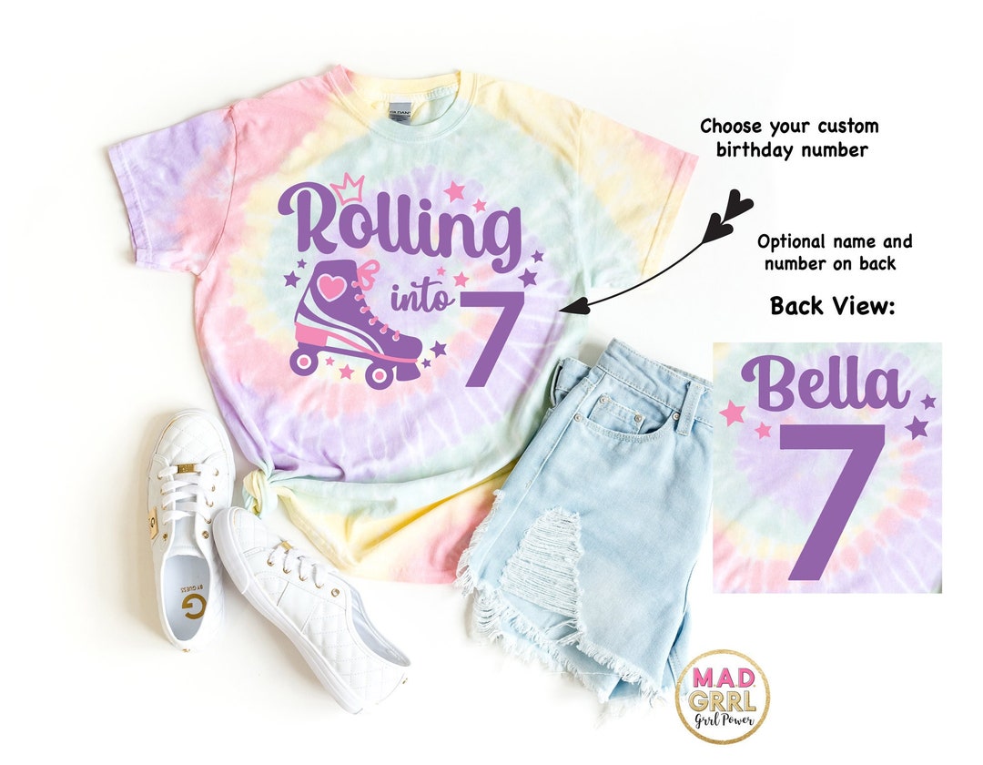 Roller Skate Birthday Shirt, Roller Rink Party, Rolling Into 7, Retro ...