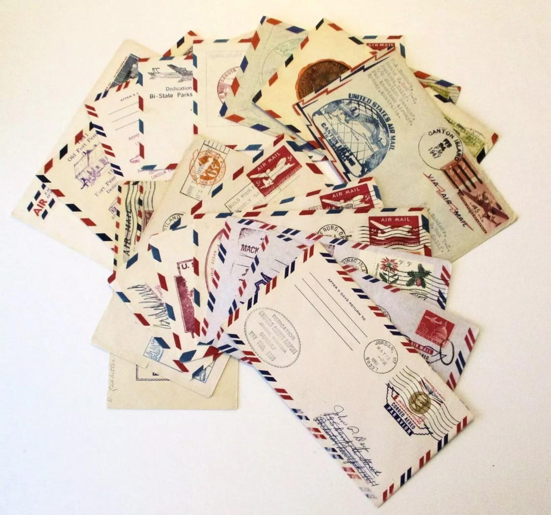 Airmail Stamps With Airport Dedications, Lot of 16 Envelopes - Etsy