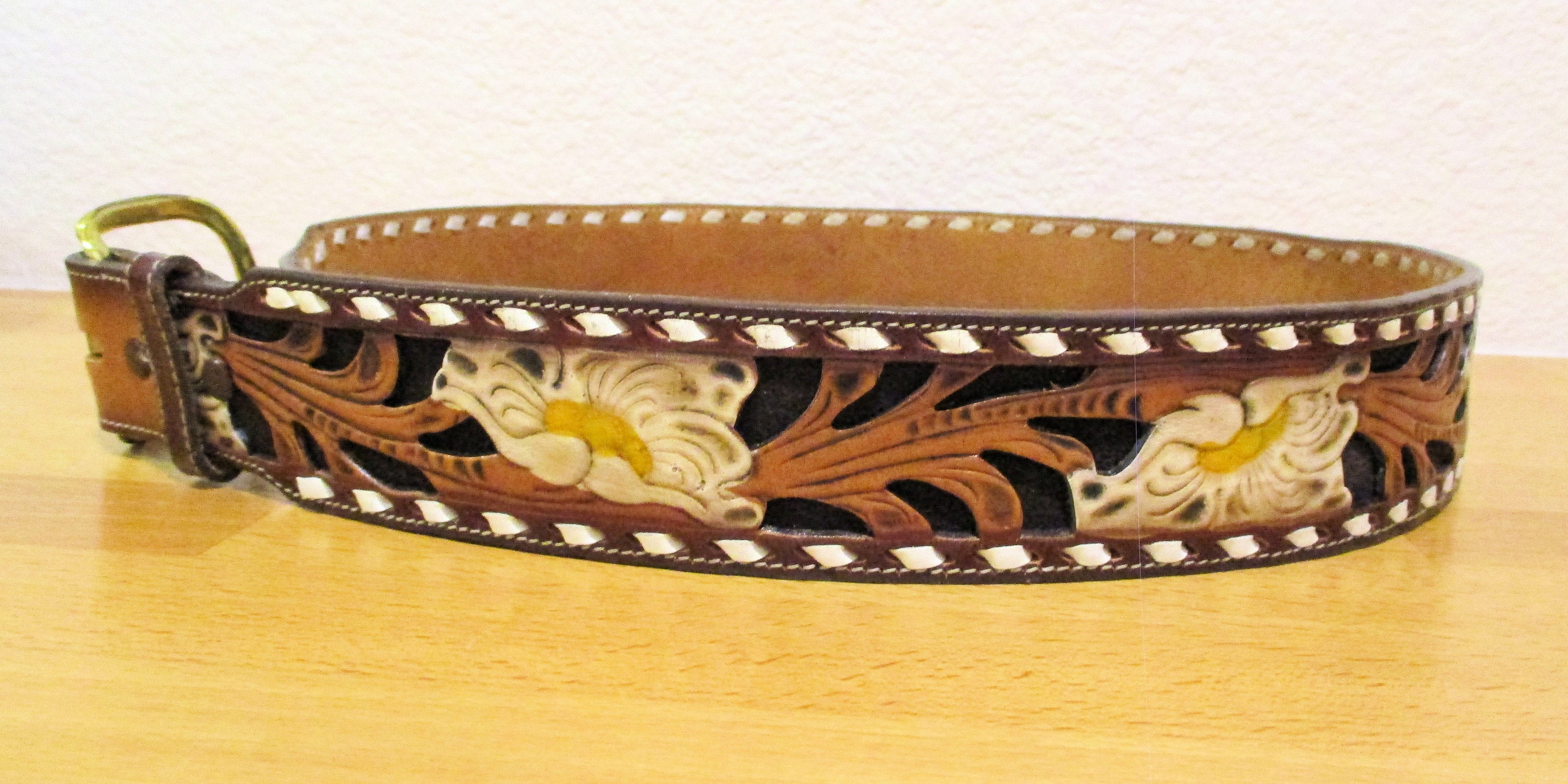 Vintage TONY LAMA Belt, Tooled Leather Belt, Made in the USA - Etsy