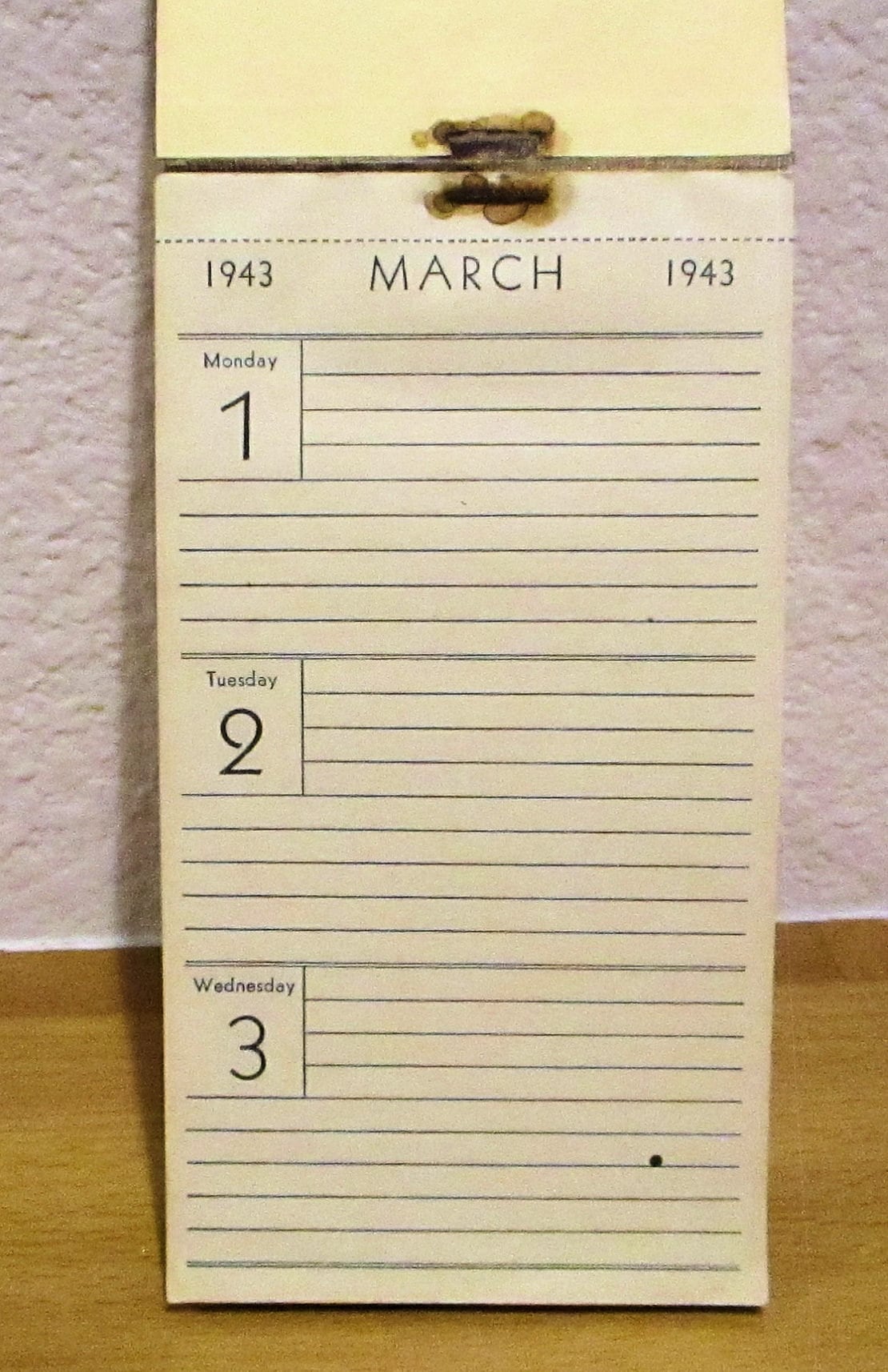 MARCH 1943 POCKET CALENDAR, Original Calendar Not a Reproduction - Etsy