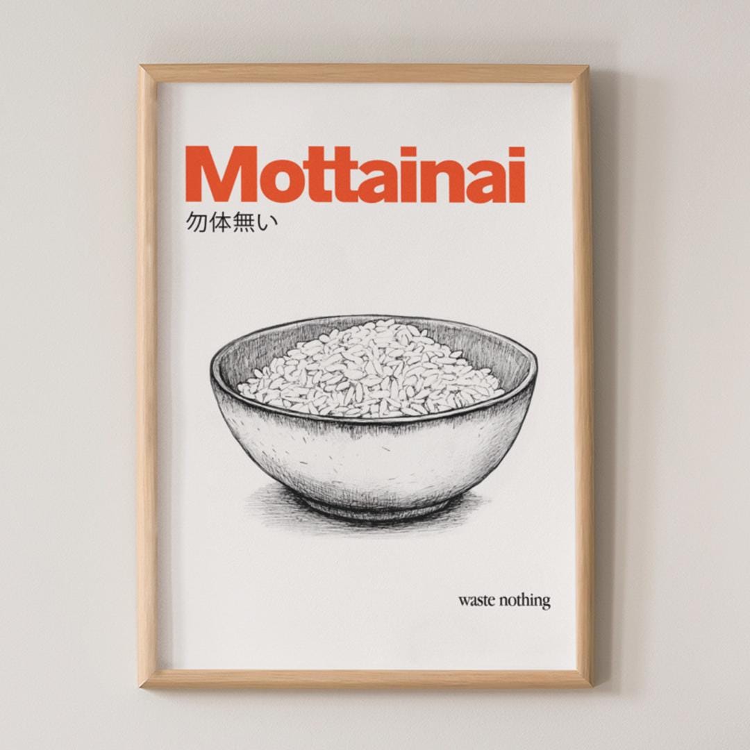 Mottanai Motivational Wall Art, Japanese Posters, Modern Black and ...