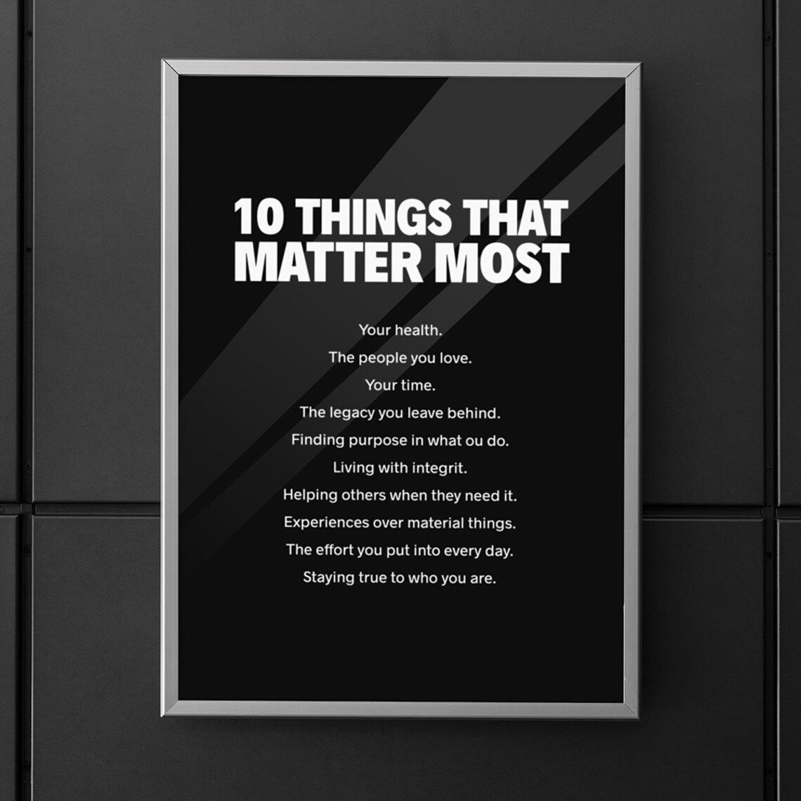10 Things That Matter Most Motivational Wall Art Print Posters ...