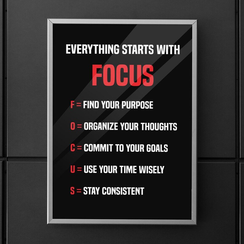 FOCUS Motivational Wall Art, Modern, Fitness and Mindset Posters ...