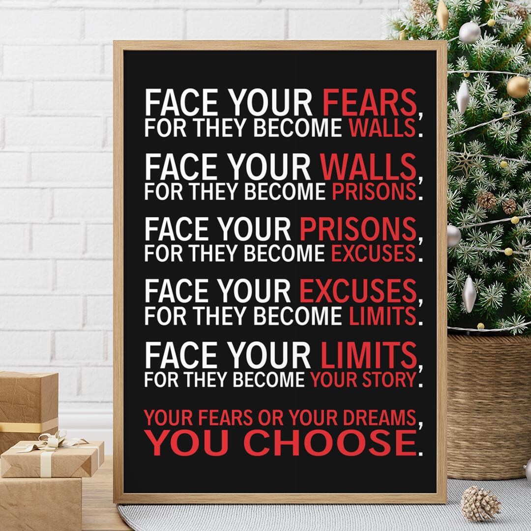 Face Your Fears Motivational Wall Art, Modern, Fitness and Mindset ...