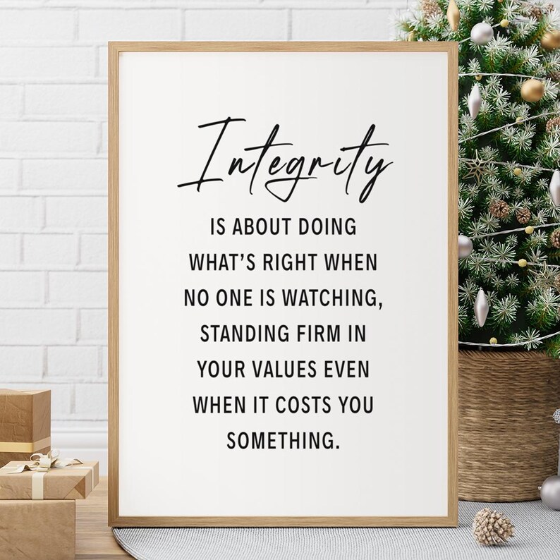 Integrity Wall Art, Modern, Fitness and Mindset Posters, Inspirational ...