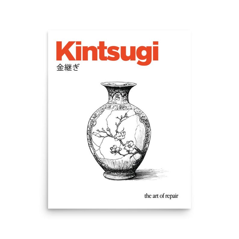 Kintsugi Motivational Wall Art, Japanese Posters, Modern Black and ...