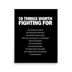 10 Things Worth Fighting for Motivational Wall Art Print Posters ...