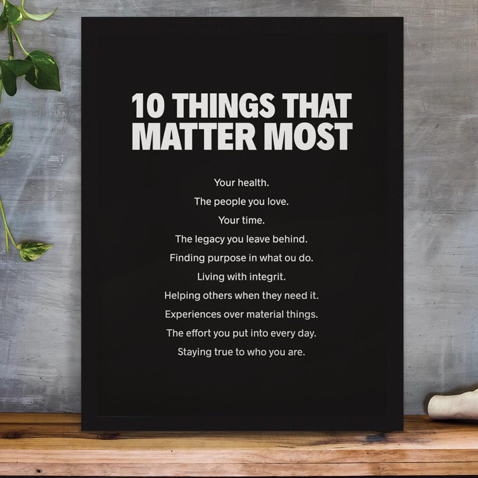 10 Things That Matter Most Motivational Wall Art Print Posters ...