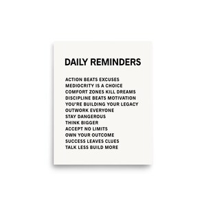 Daily Reminders Wall Art, Modern, Fitness and Mindset Posters ...