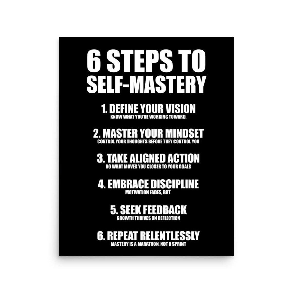 Self-mastery Motivational Wall Art, Modern, Fitness and Mindset Posters ...