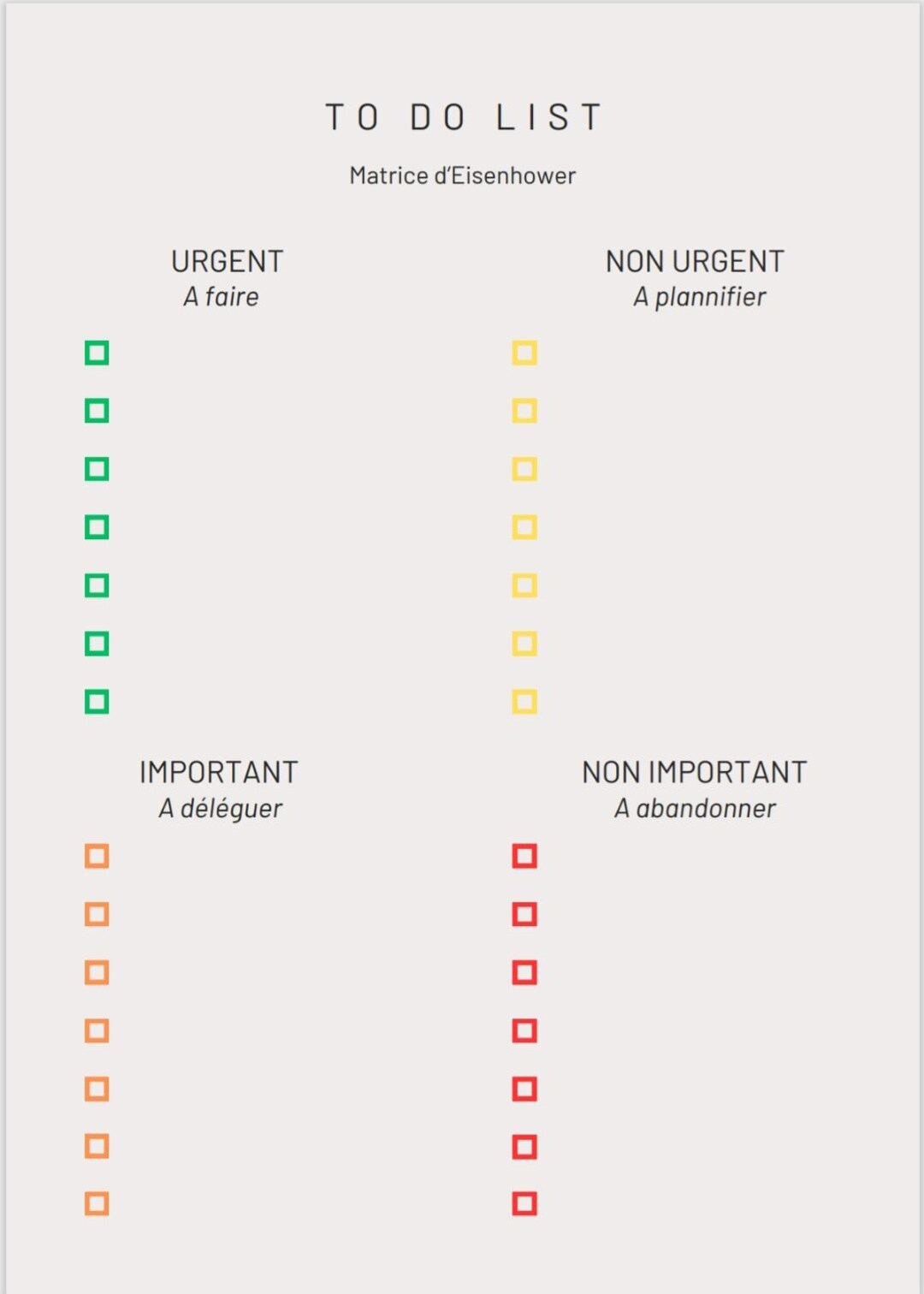 Template to Do List Eisenhower Matrix - Etsy