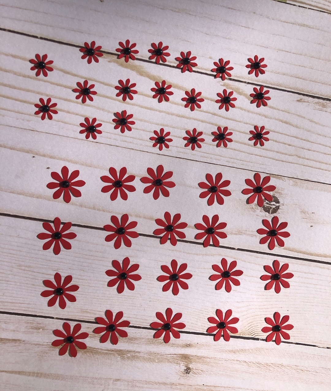 Handmade Red Paper Flowers, Embellishments, Card-making, Scrapbooking ...