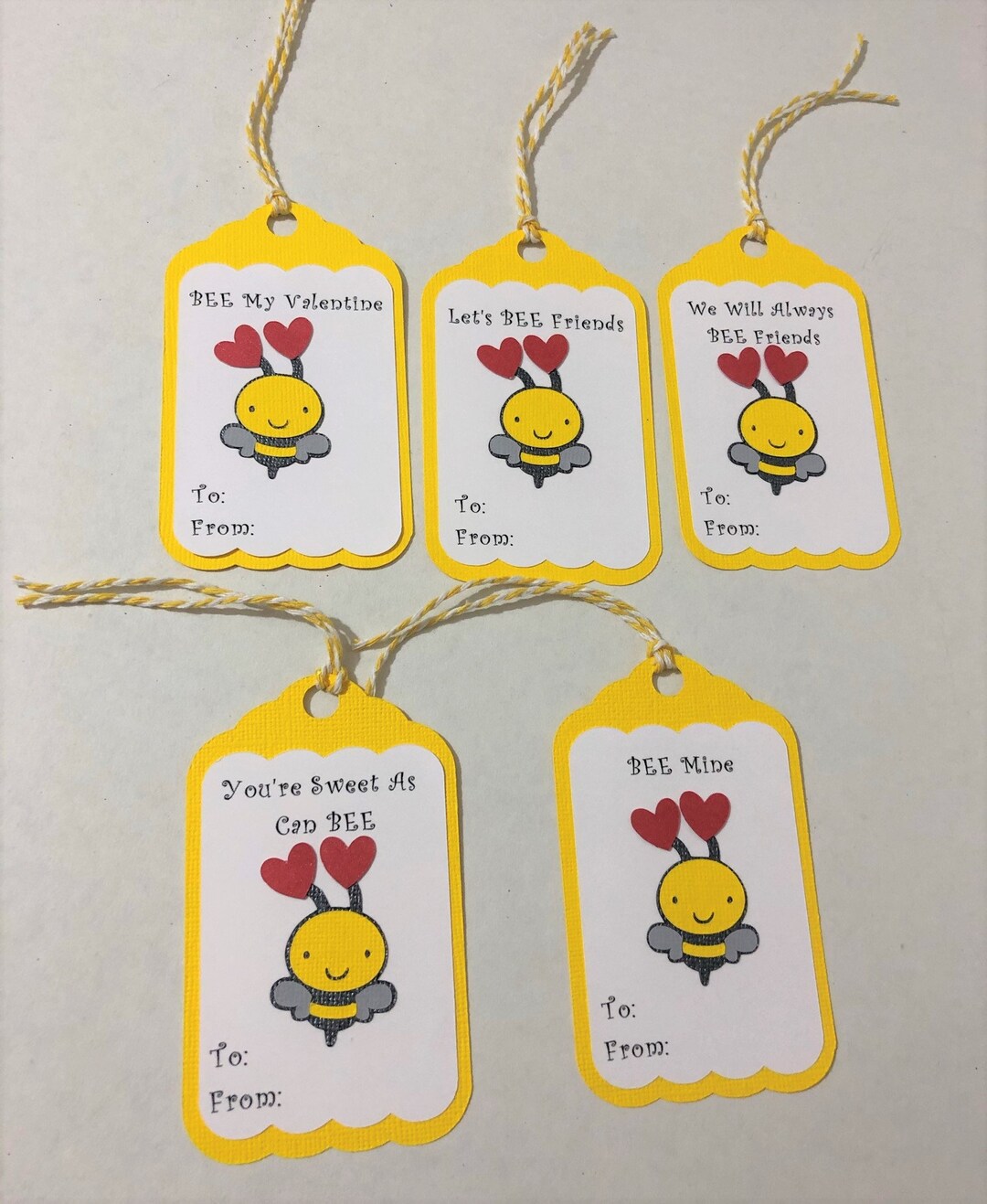 Bee Valentine's Day Tags, Cards - Set of (10) - Etsy