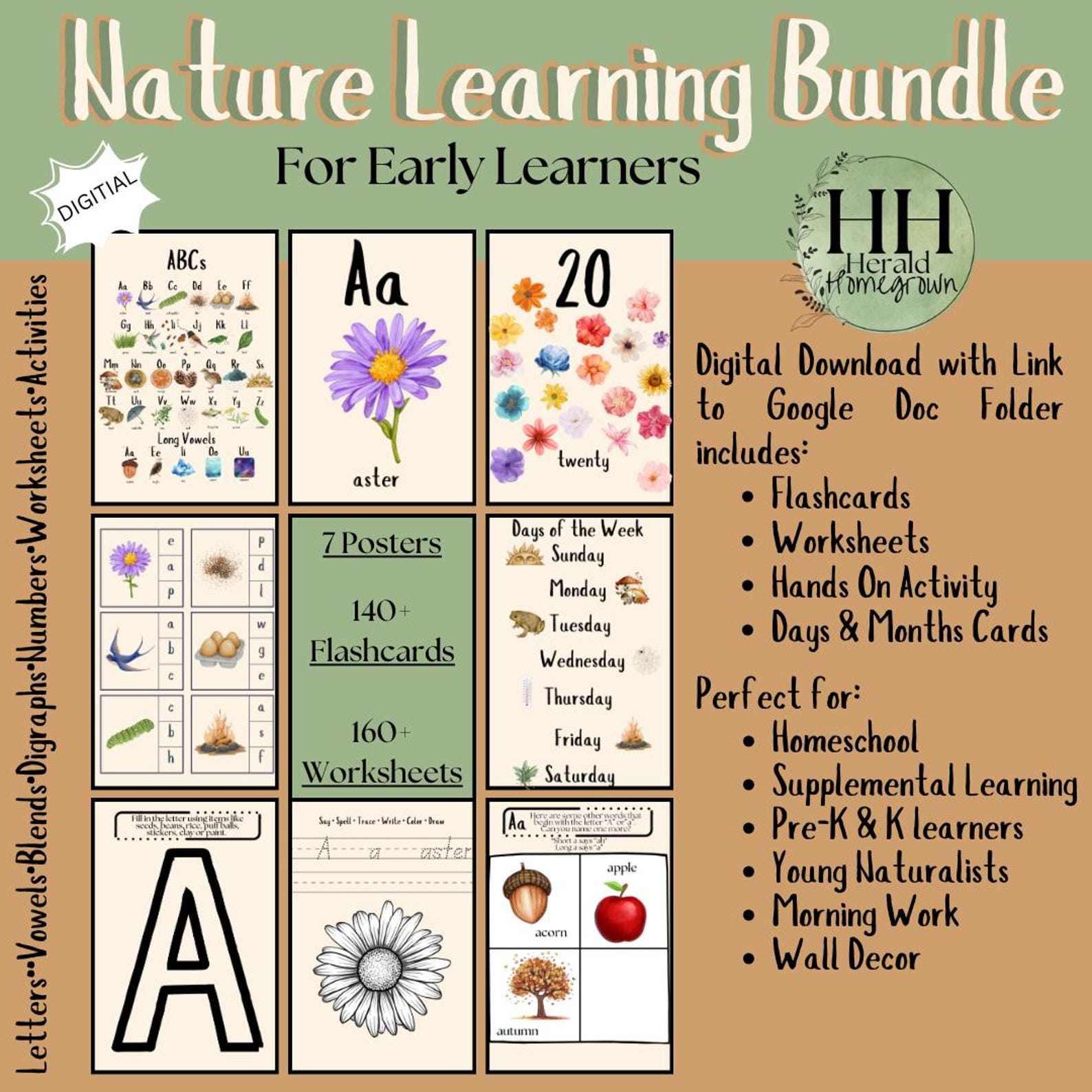 Nature Learning Bundle | Flashcards Worksheets Toddler Preschool ...