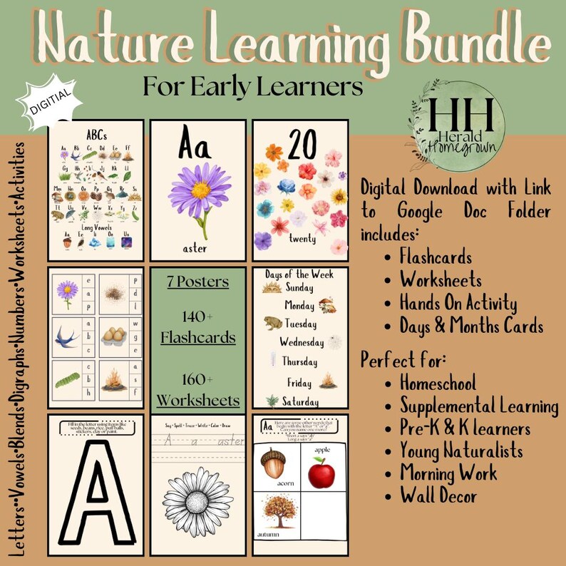 Nature Learning Bundle | Flashcards Worksheets Toddler Preschool ...