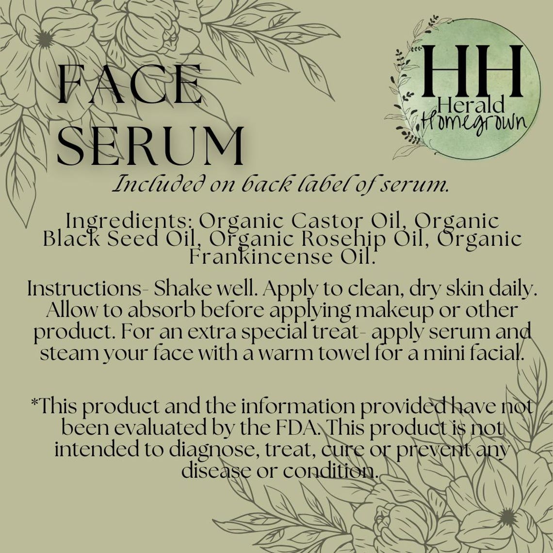 Organic Face Serum W/ FREE Gift | Castor Oil Black Seed Oil Rosehip Oil ...