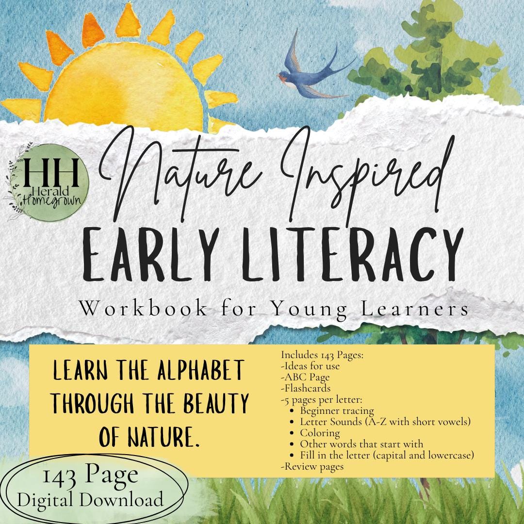Nature Inspired Early Literacy Phonics Workbook Pre-k Kindergarten ...