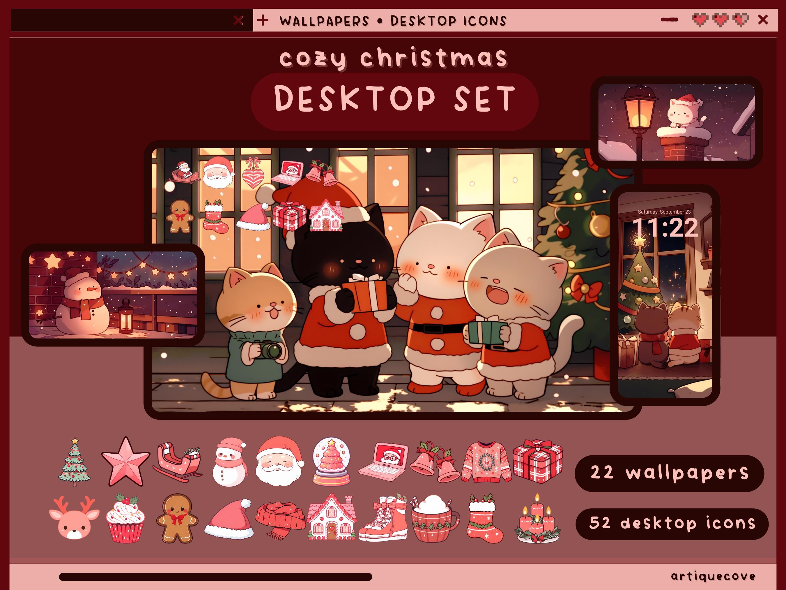 Cozy Christmas Desktop Set Wallpapers Icons Folders Cute Desktop ...
